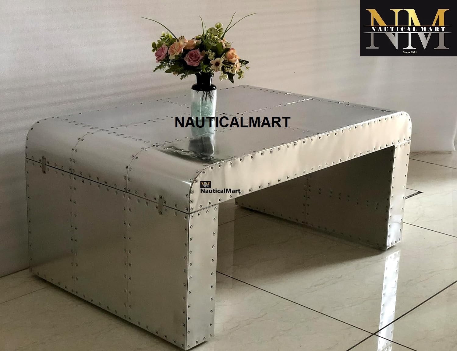 NauticalMart Aviator Coffee Table Desk Aluminium Furniture Decor (38 Inches) - Walmart.com