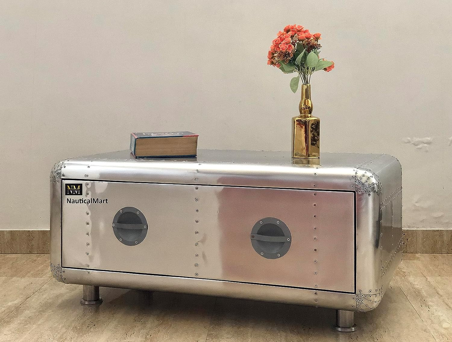 NauticalMart Aviator Coffee Table One Drawer Accent Storage Table ...