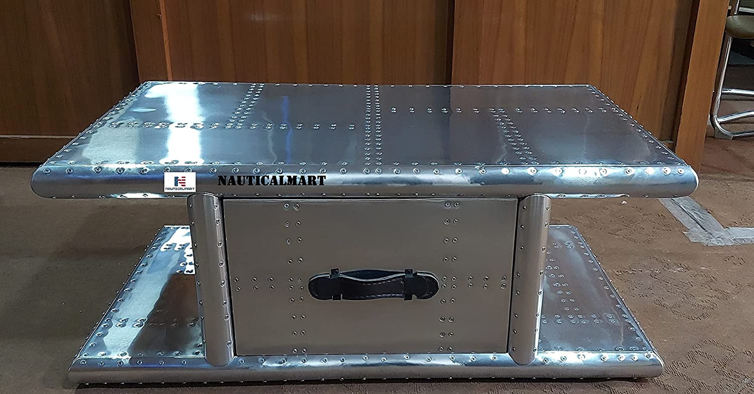 NauticalMart Aviator Coffee Table with Drawers (115x75x41cm) - Walmart.com