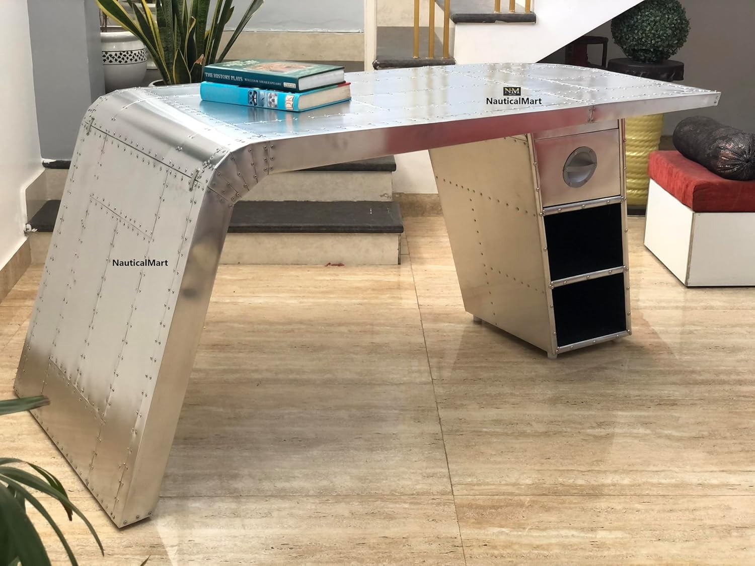 NauticalMart Aviator Wing Desk Vintage Aluminium Computer Table Home ...