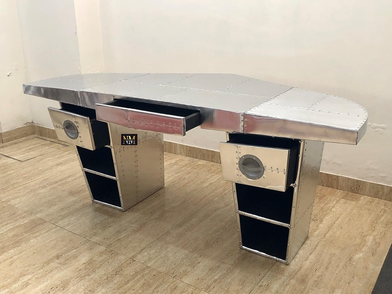 NauticalMart Aviator Wing Desk Wing Shaped Aluminium Desk Home Office Decor (72 Inches ...