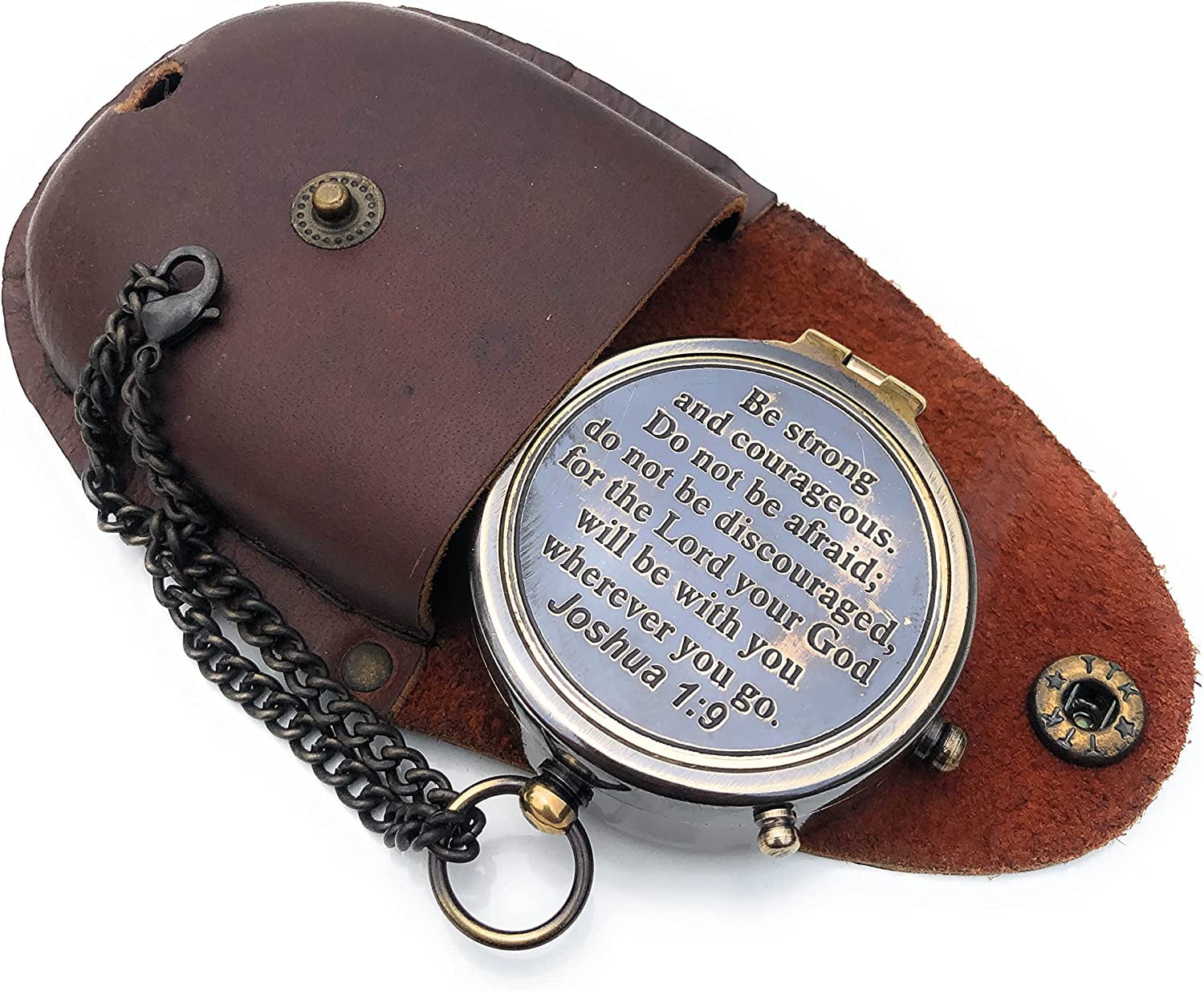 NauticalMart Be Strong and Courageous, Engraved Compass, Joshua 1:9 ...