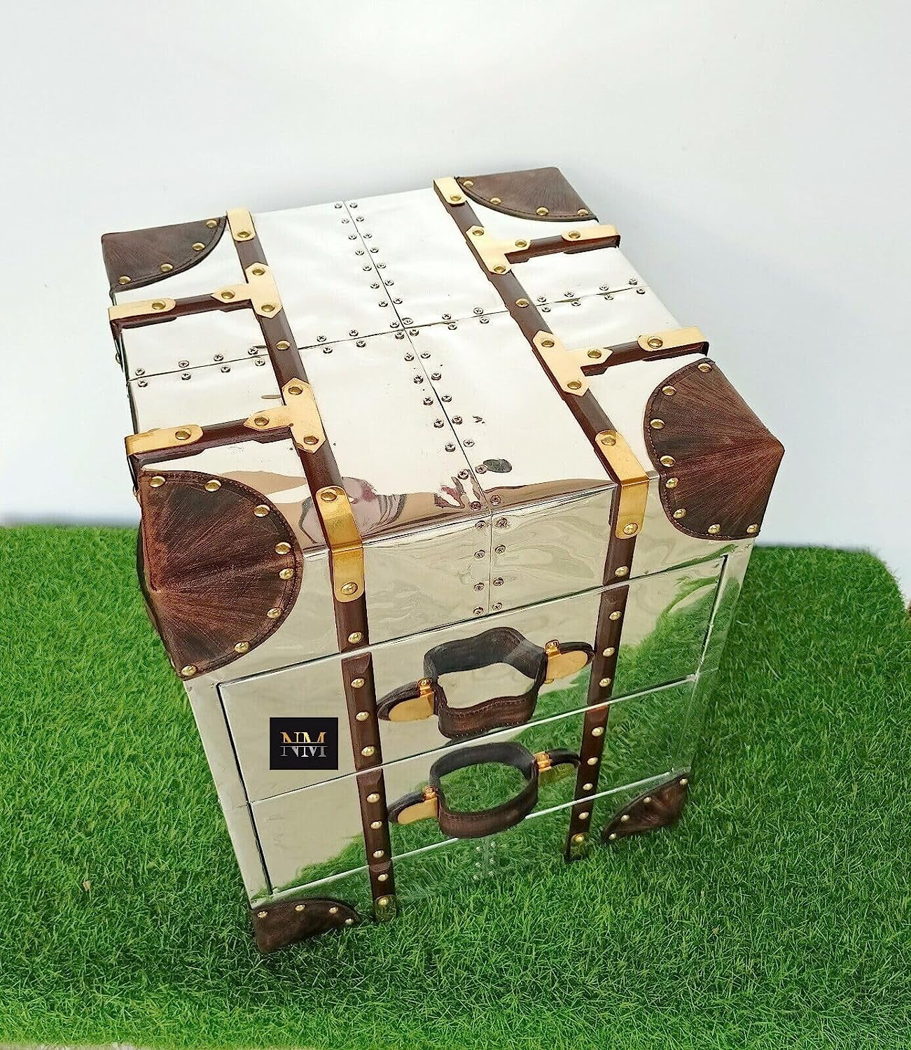 NauticalMart Bedside Trunk Chest Aluminium Aviator Vintage Home Bar ...