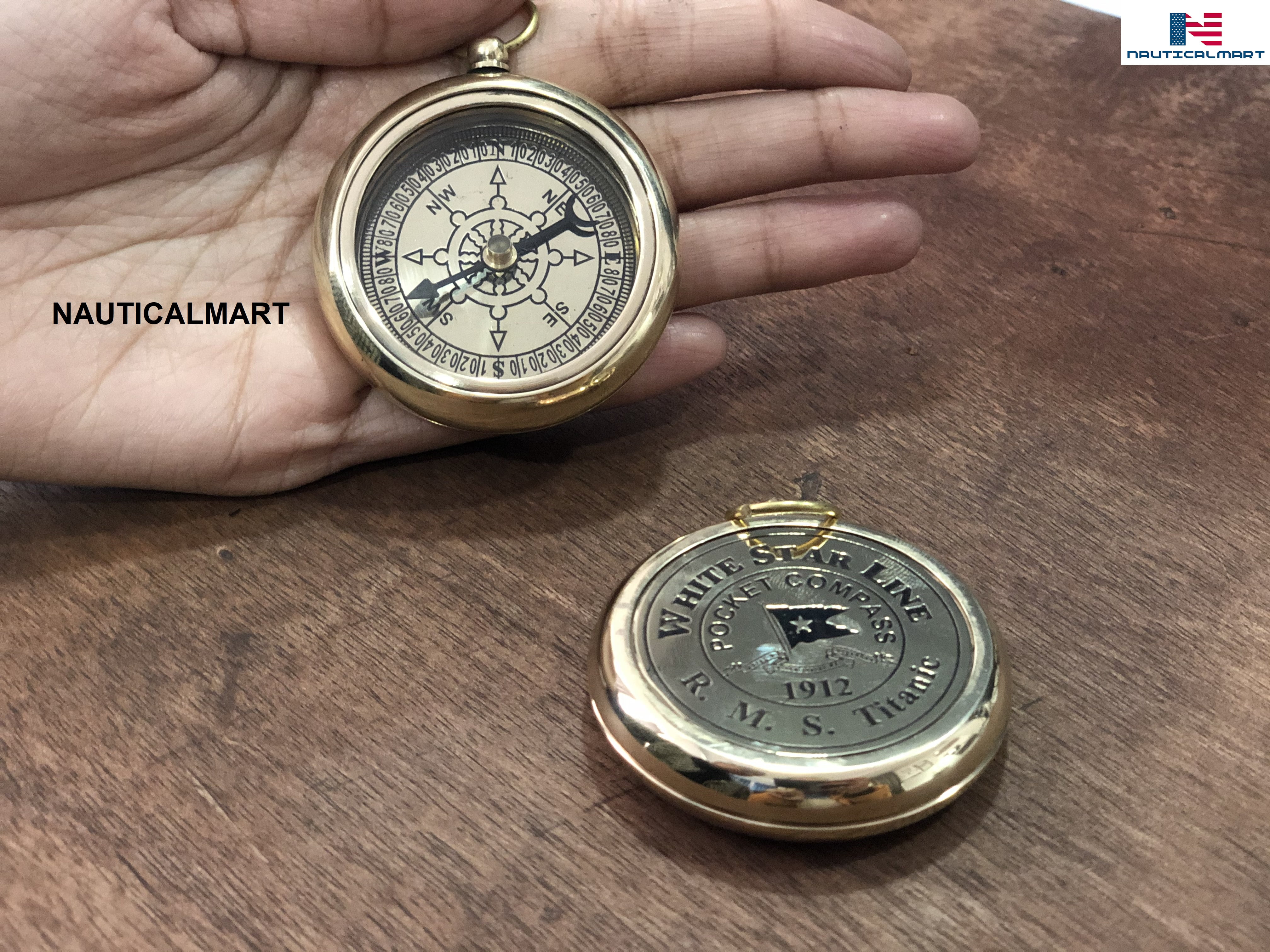 NauticalMart Brass Compass RMS Titanic 1912 Brass Pocket Gift Beautiful ...