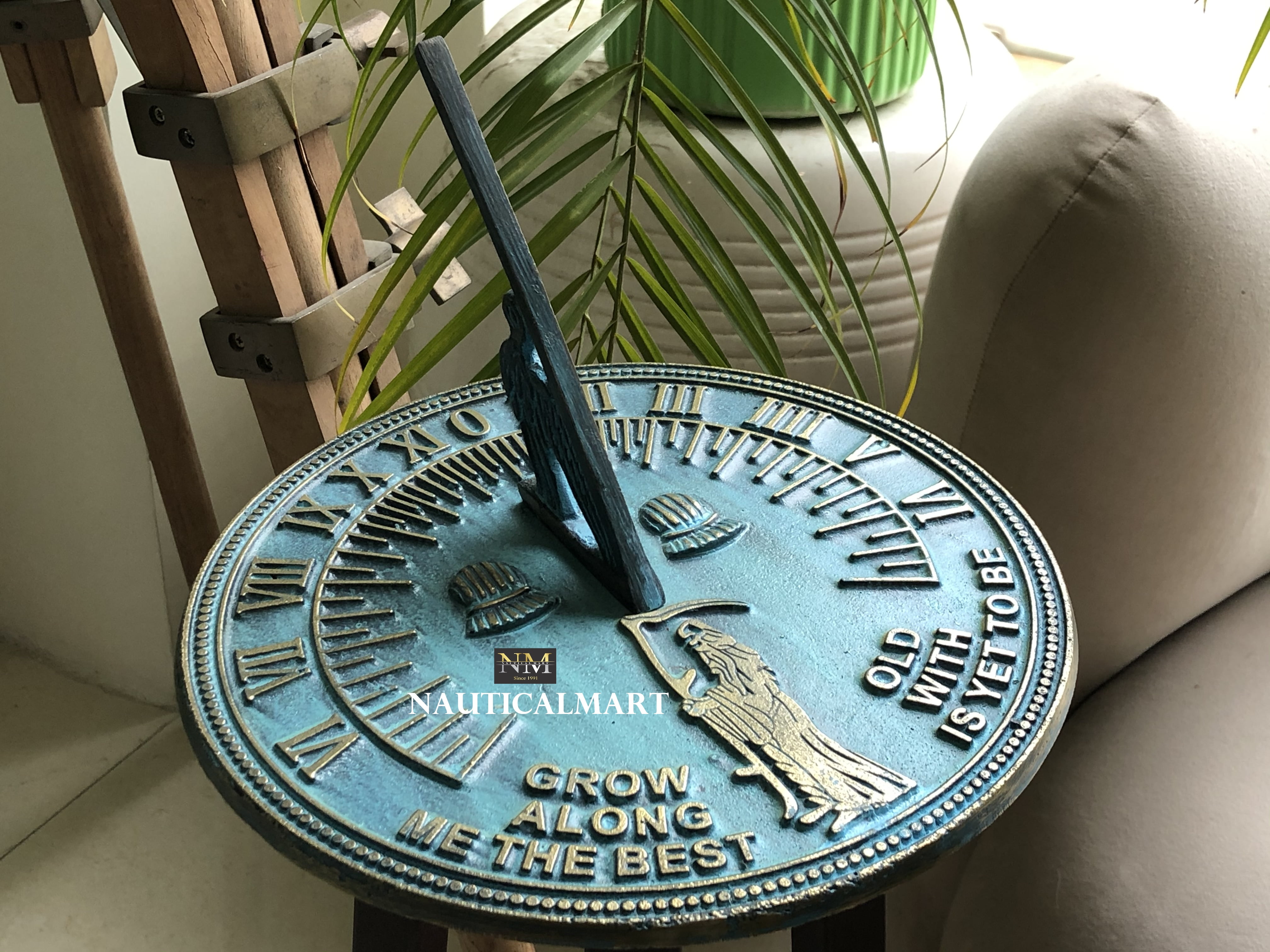 NauticalMart Brass Father Time Sundial with Verdigris Highlights Home ...