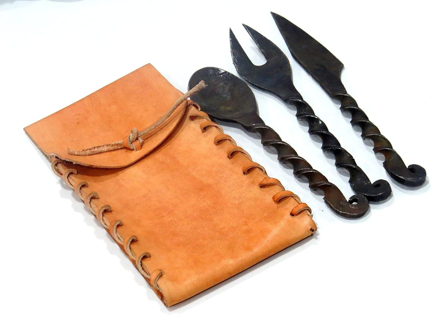 NauticalMart Hand Forged Medieval Eating Utensil Set of 4 Pieces Viking ...