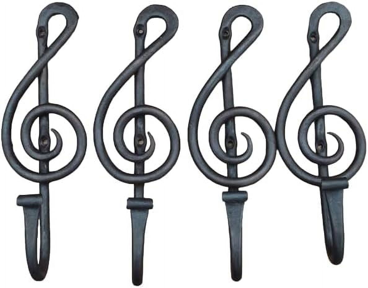 NauticalMart Hand Forged Treble Clef, Wall Hook Set of 4 Hanging ...
