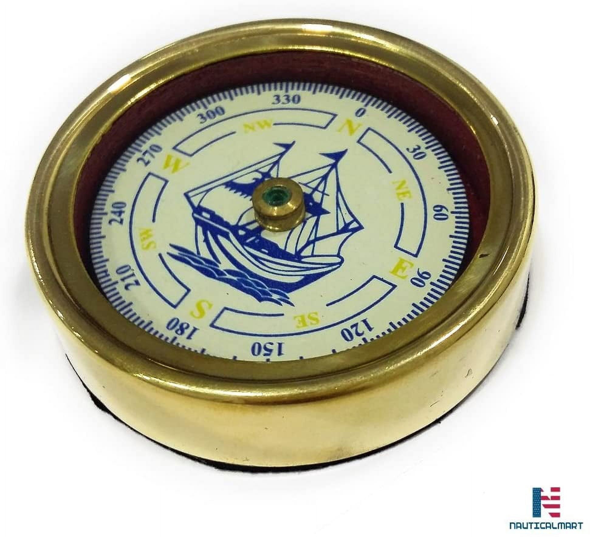 NauticalMart Marine Brass Paper Weight Pocket Compass Desktop Gift Felt ...