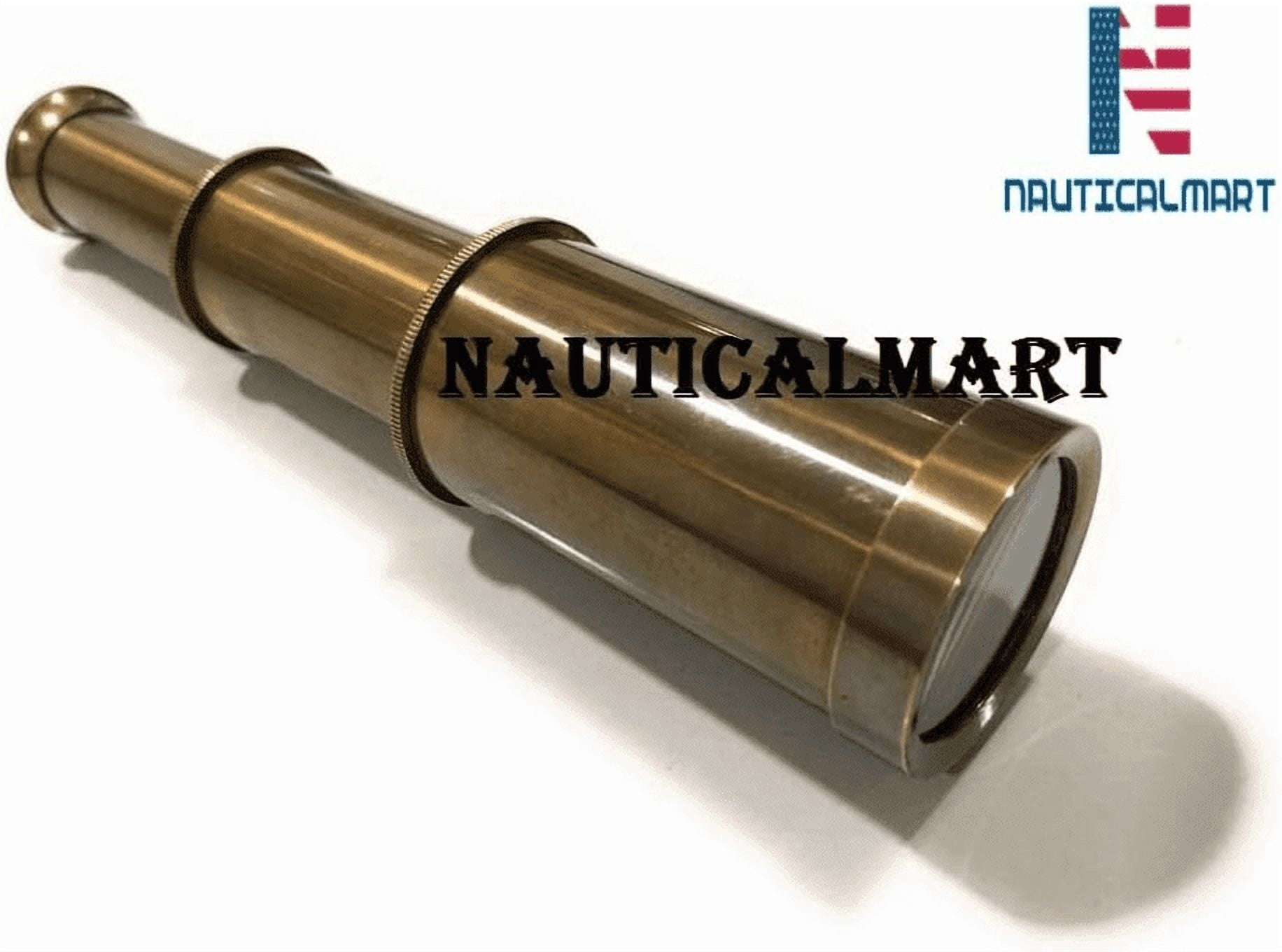 NauticalMart Marine Brass Telescope 6" in Antique Finish with Leather ...