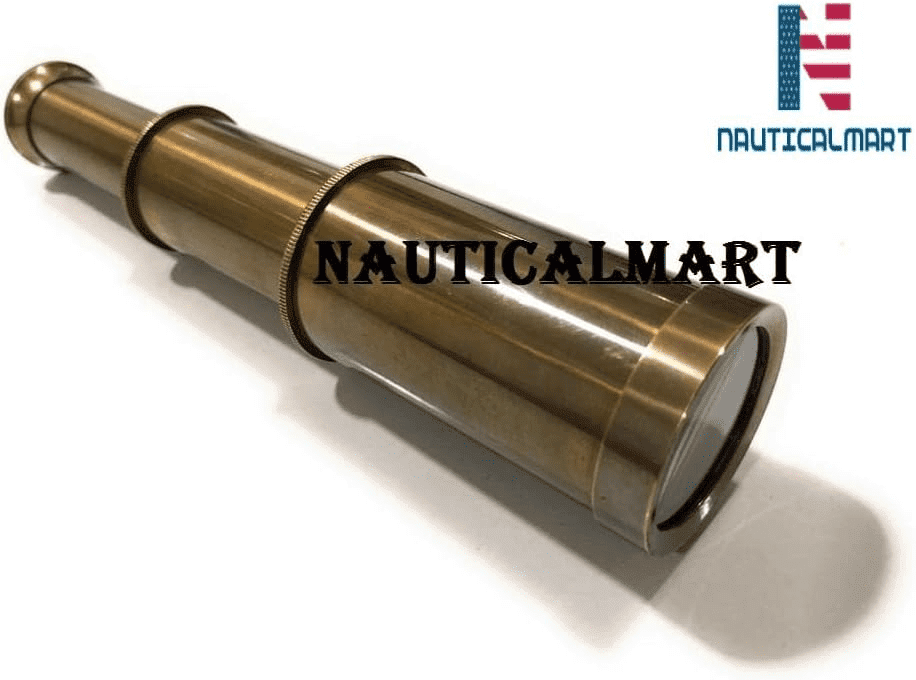 NauticalMart Marine Brass Telescope 6" in Antique Finish with Leather ...