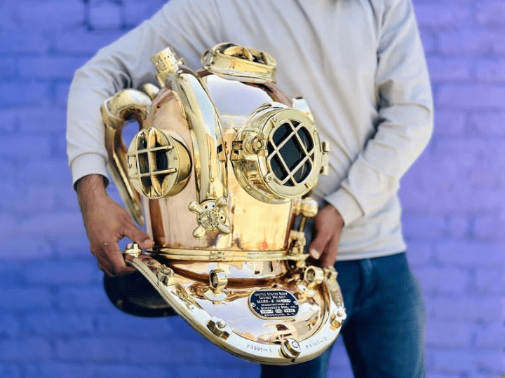 Nauticalmart Copper brass scuba diving helmet - Deep sea U.S navy mark ...