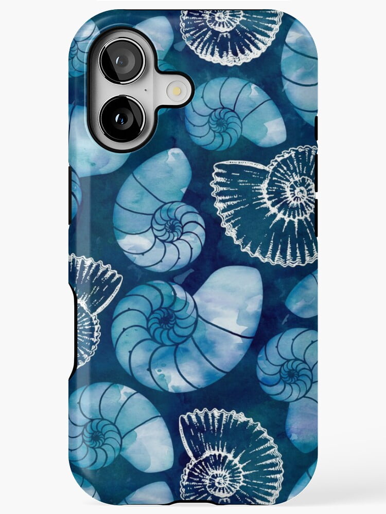 Nautilus Fossils Sapphire Blue Ocean Pattern Art For iPhone 11-17 Pro ...