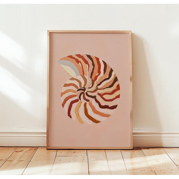 Nautilus Shell Acrylic Poster Coastal Wall Art Seashell Print Pink ...