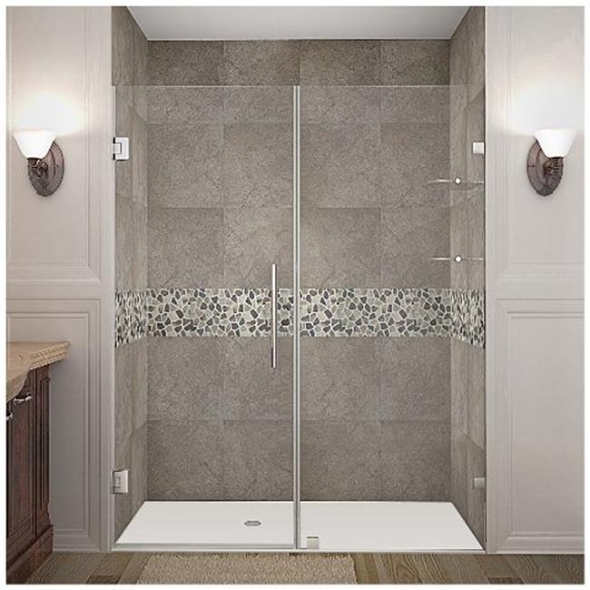 Nautis 36 x 72 in. Completely Frameless Hinged Shower Door with Glass ...