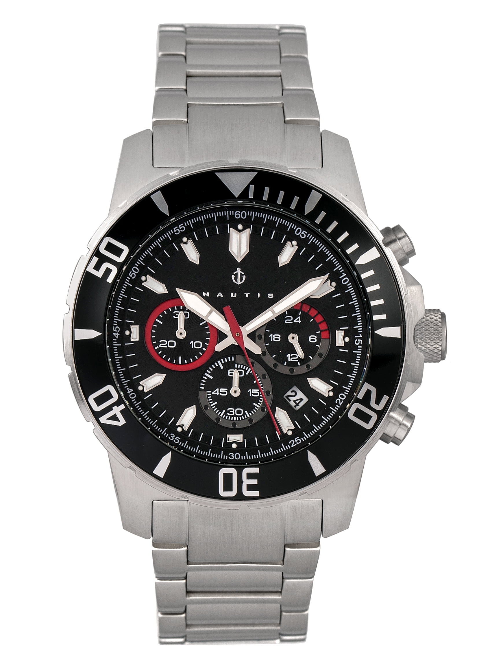 Nautis Dive Chrono 500 Chronograph Bracelet Watch - Black - Walmart.com
