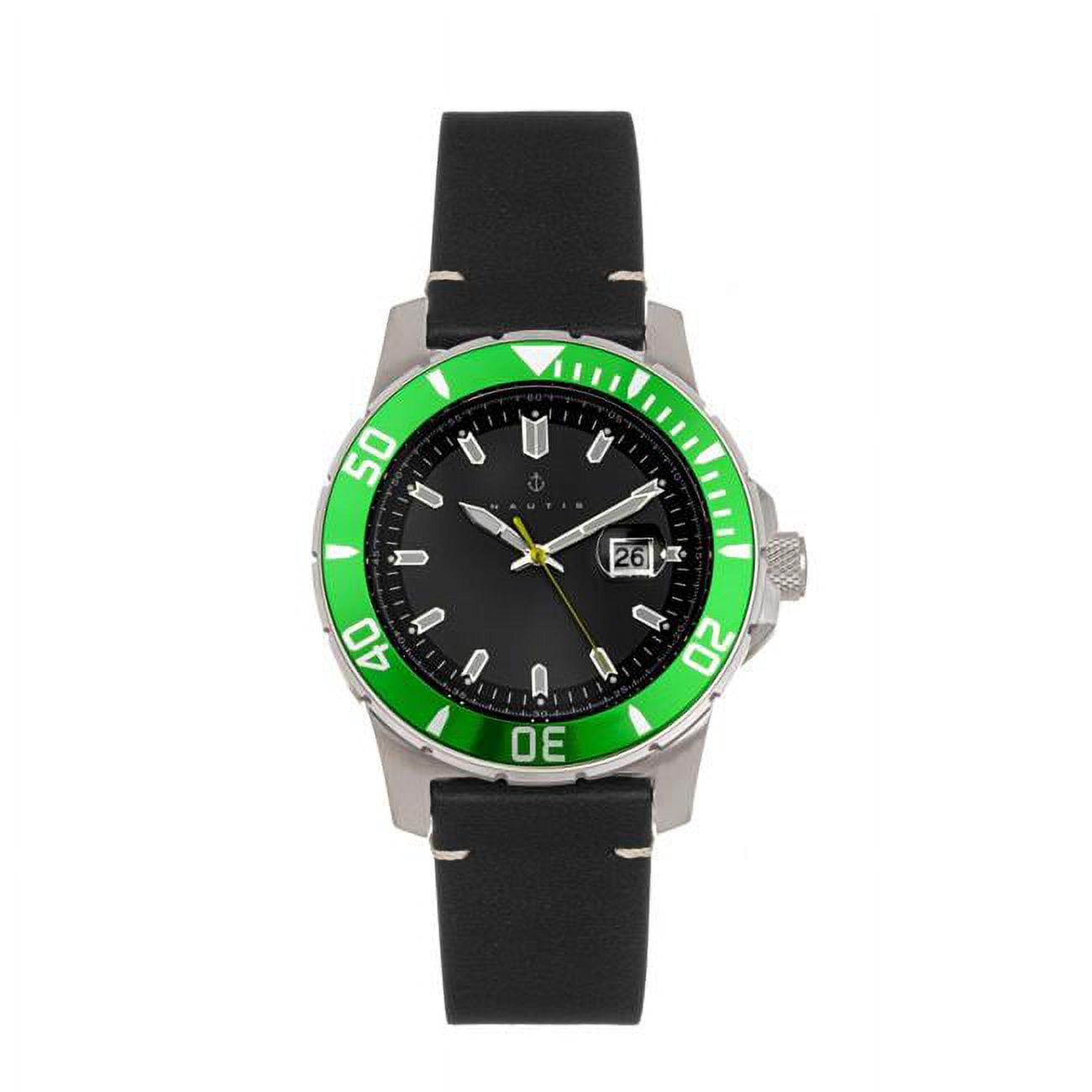 Nautis Dive Pro 200 Leather-Band Watch w/Date - Green/Black - Walmart.com