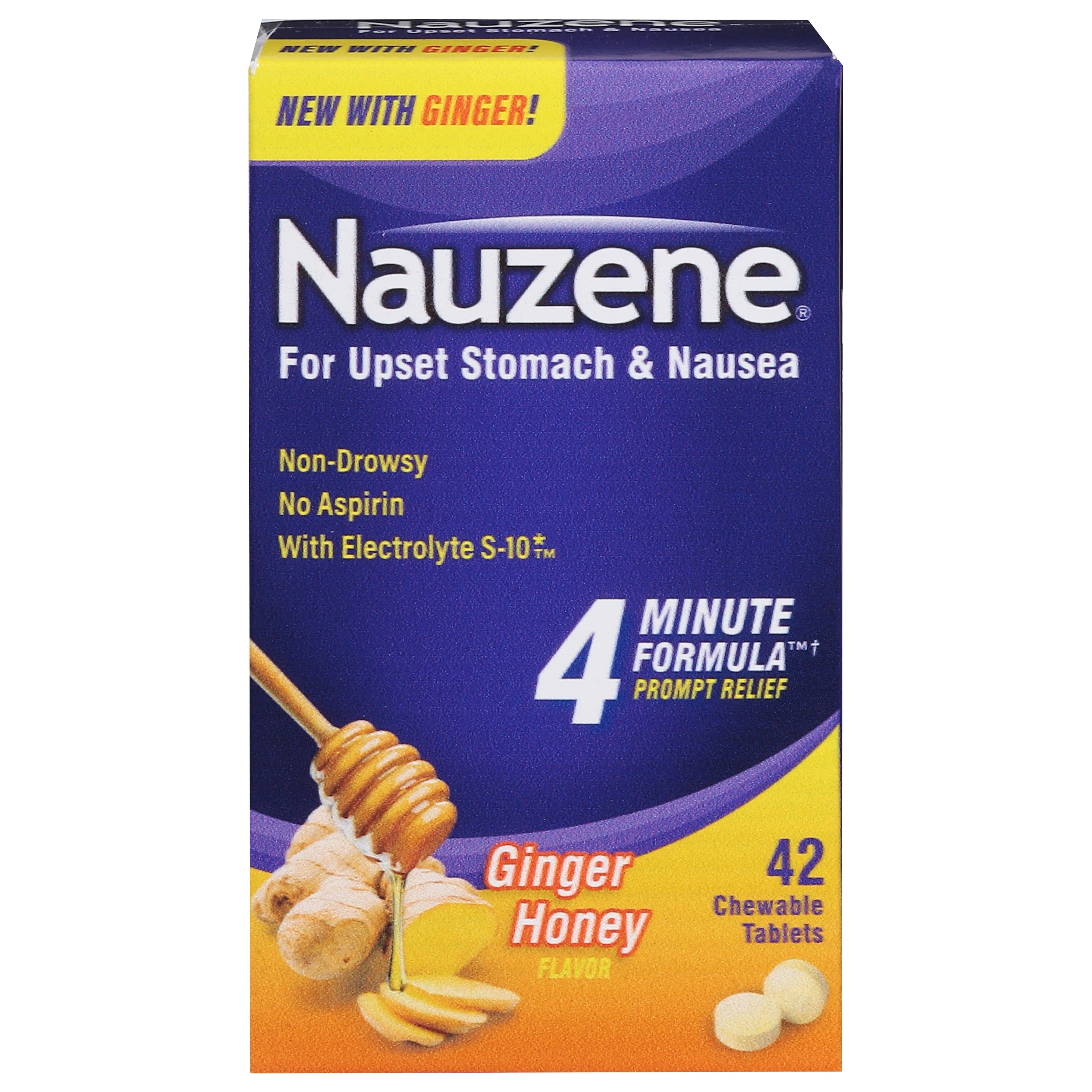 Nauzene Upset Stomach & Nausea Relief, Formulated with Ginger, Relief ...
