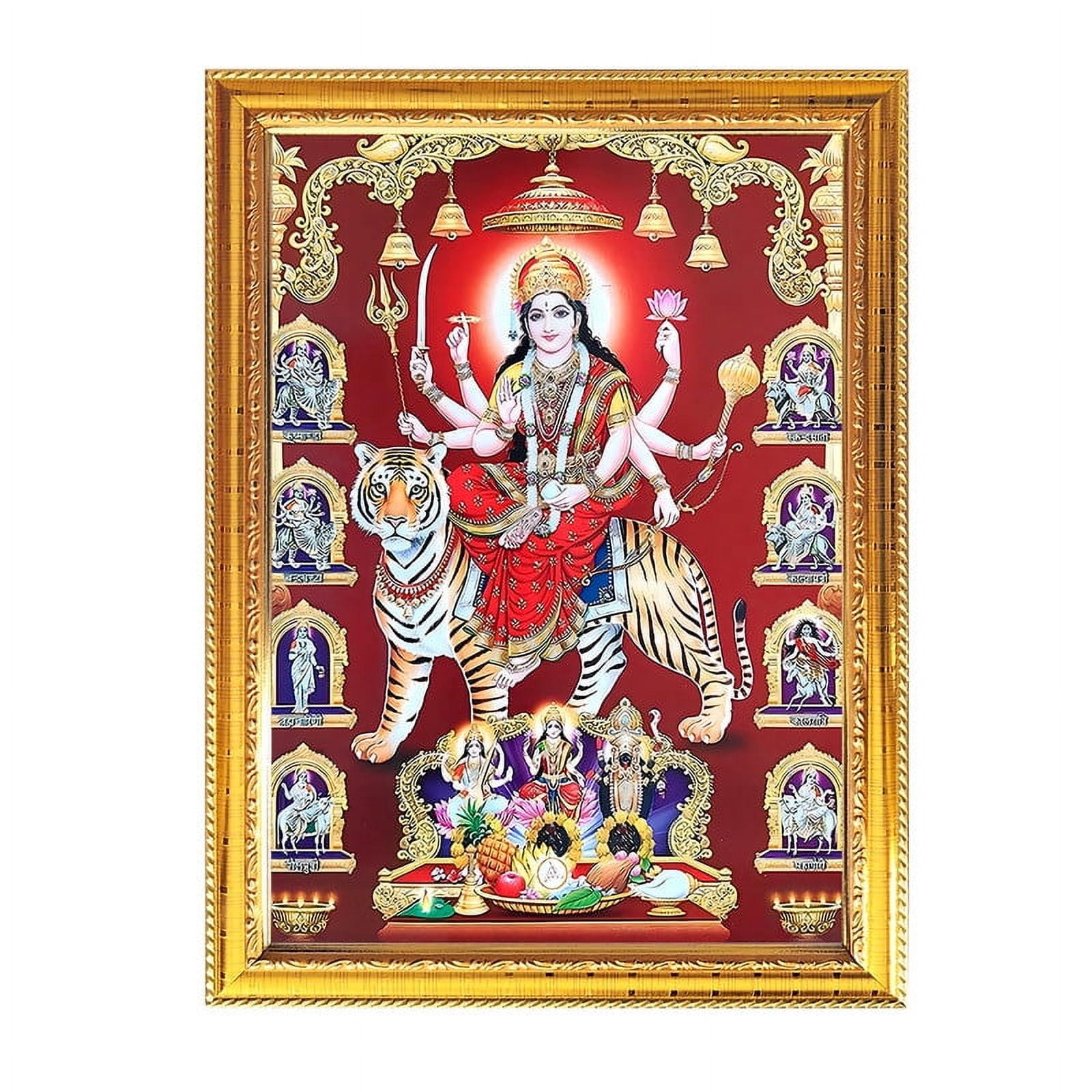 Nav Durga Maa, Vaishno Devi, Chintpurni 9 Form Golden Photo Frame for ...