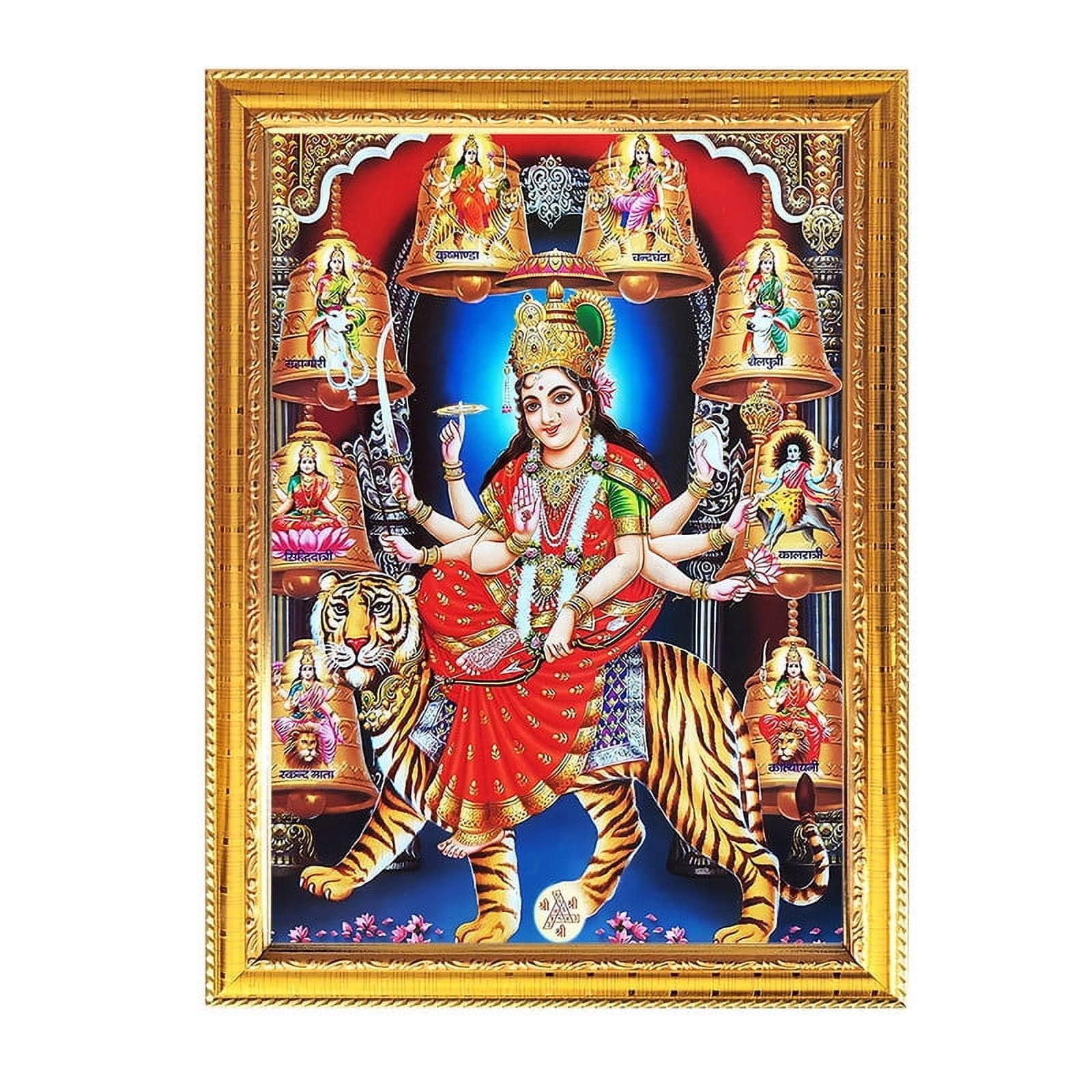 Nav Durga Maa, Vaishno Devi, Chintpurni 9 Form Golden Photo Frame for ...