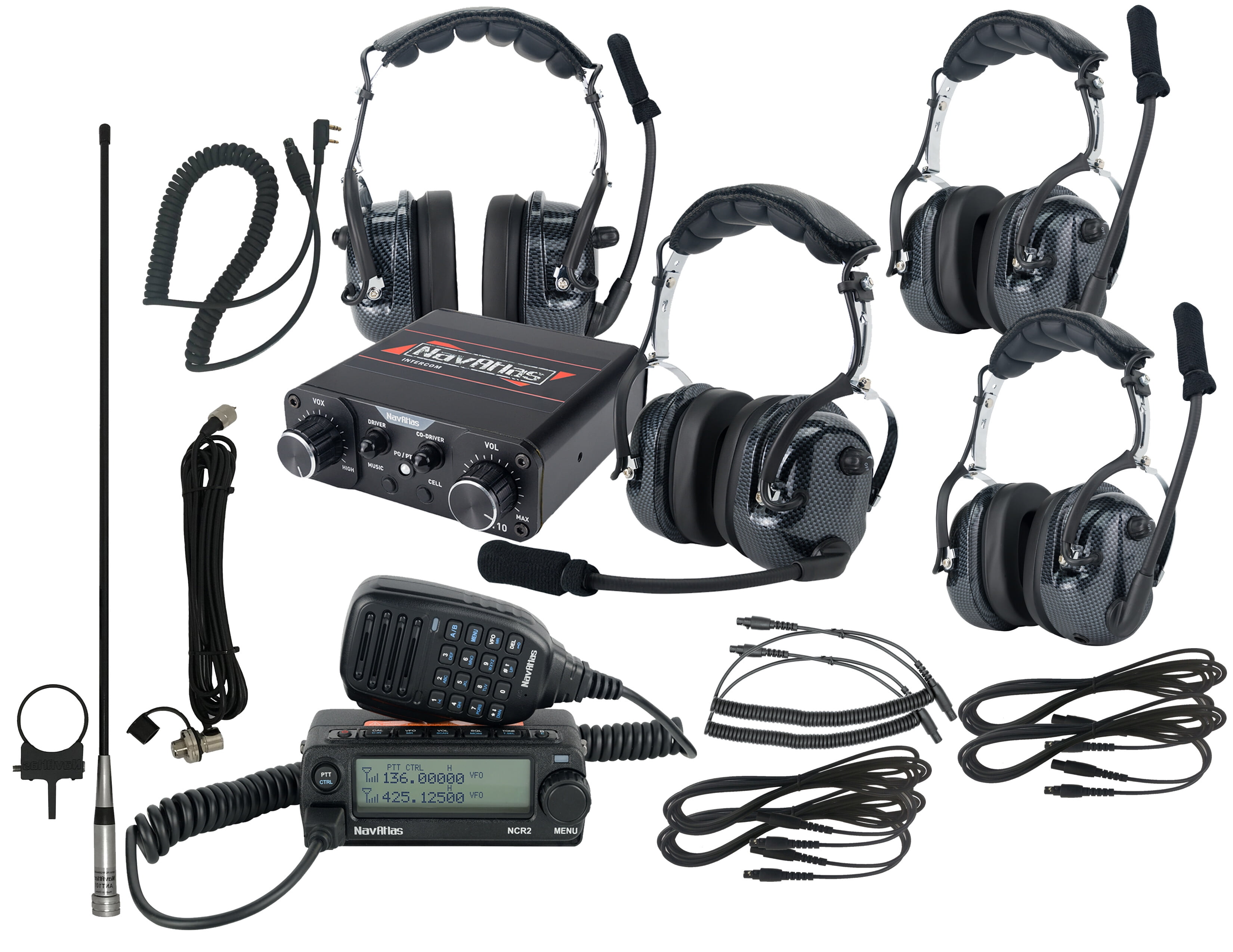 NavAtlas NIROH4 Intercom and Radio Kit with Four Over-The-Head Headsets ...