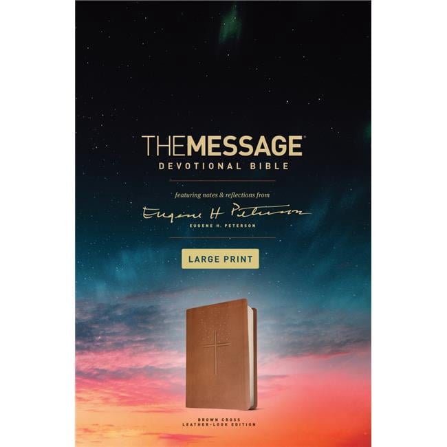 NavPress LeatherLook Large Print Devotional Bible - The Message, Brown ...