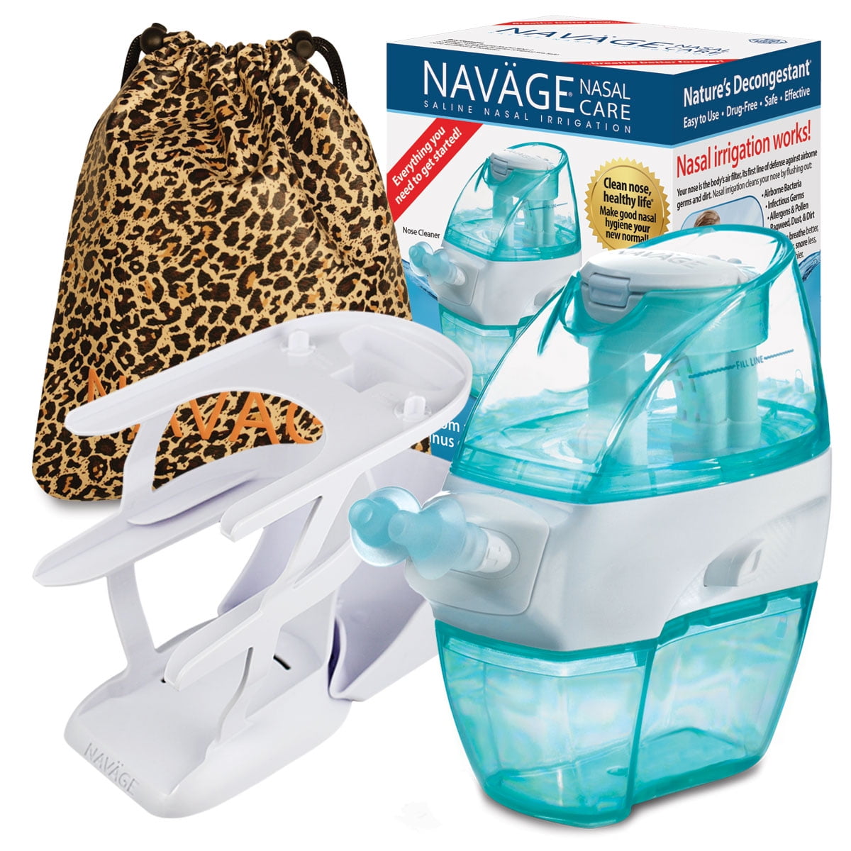 Navage Nasal Care DELUXE Bundle: Navage Nose Cleaner, Leopard Travel ...