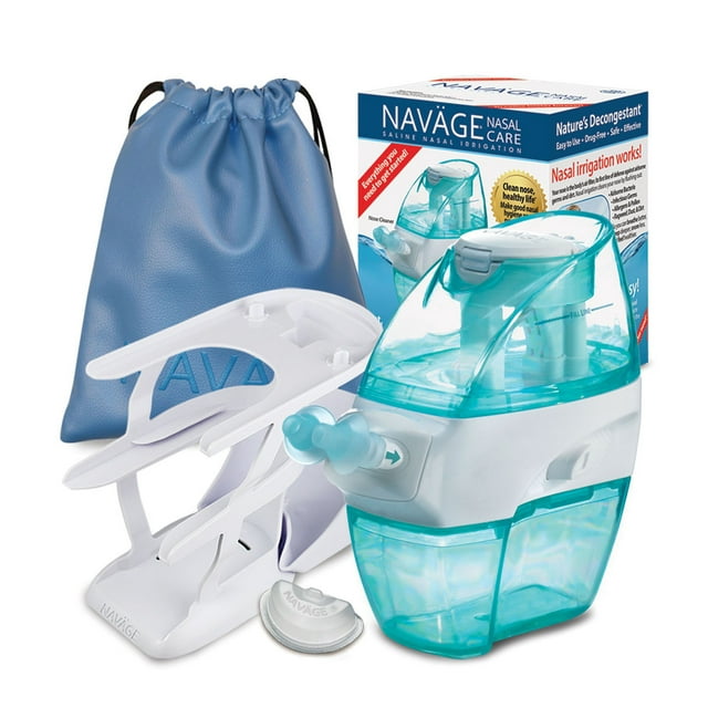 Navage Nasal Care DELUXE Bundle: Navage Nose Cleaner, Sky Blue Travel ...