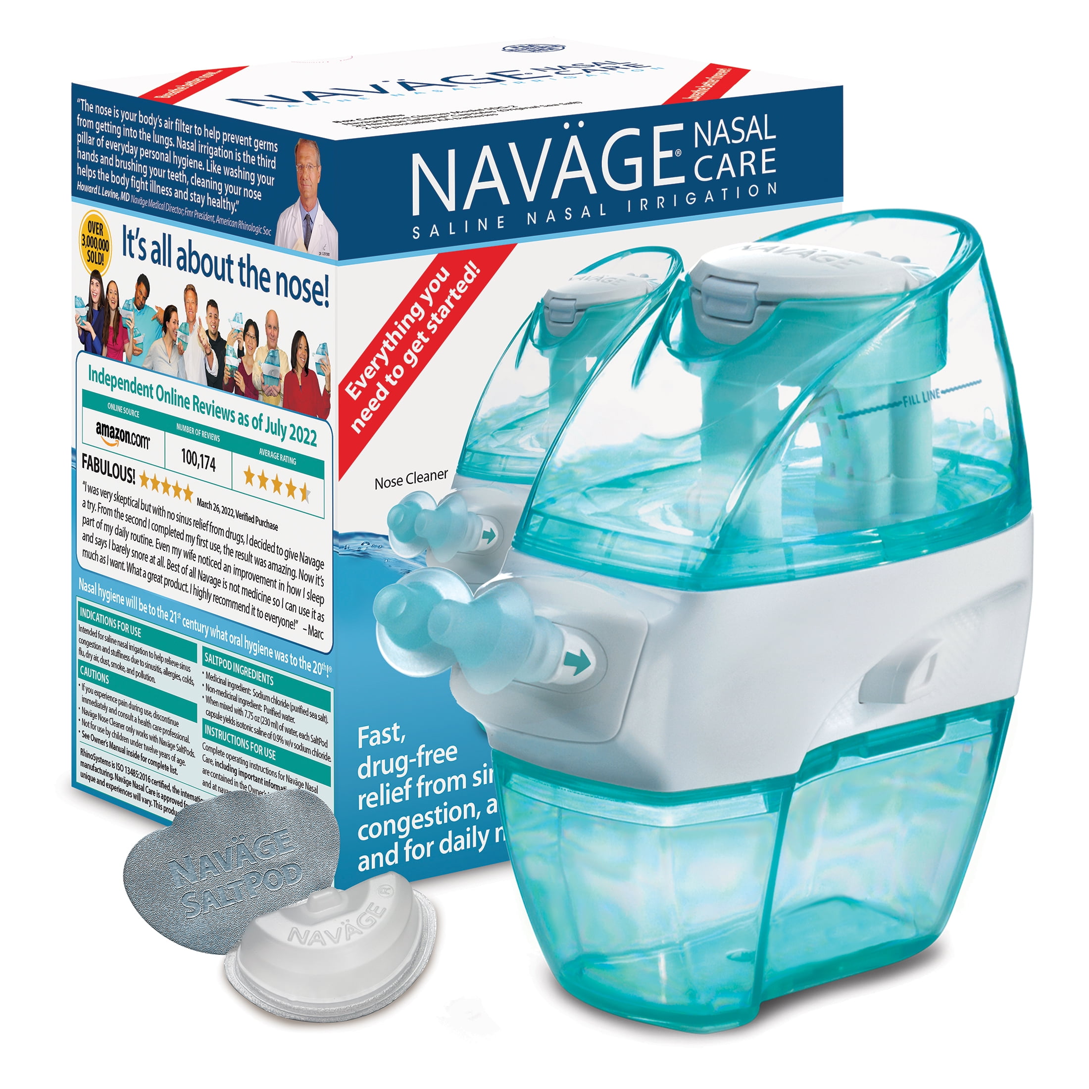 Navage Nasal Care Starter Bundle: 30 SaltPods, Nasal Irrigation System ...