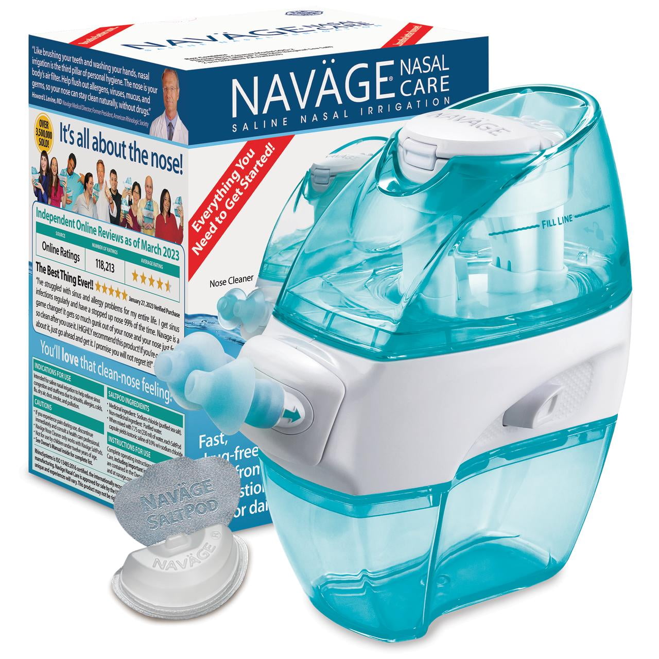 Navage Nasal Care Starter Bundle Nose Cleaner, 20 SaltPods, Plus Bonus ...