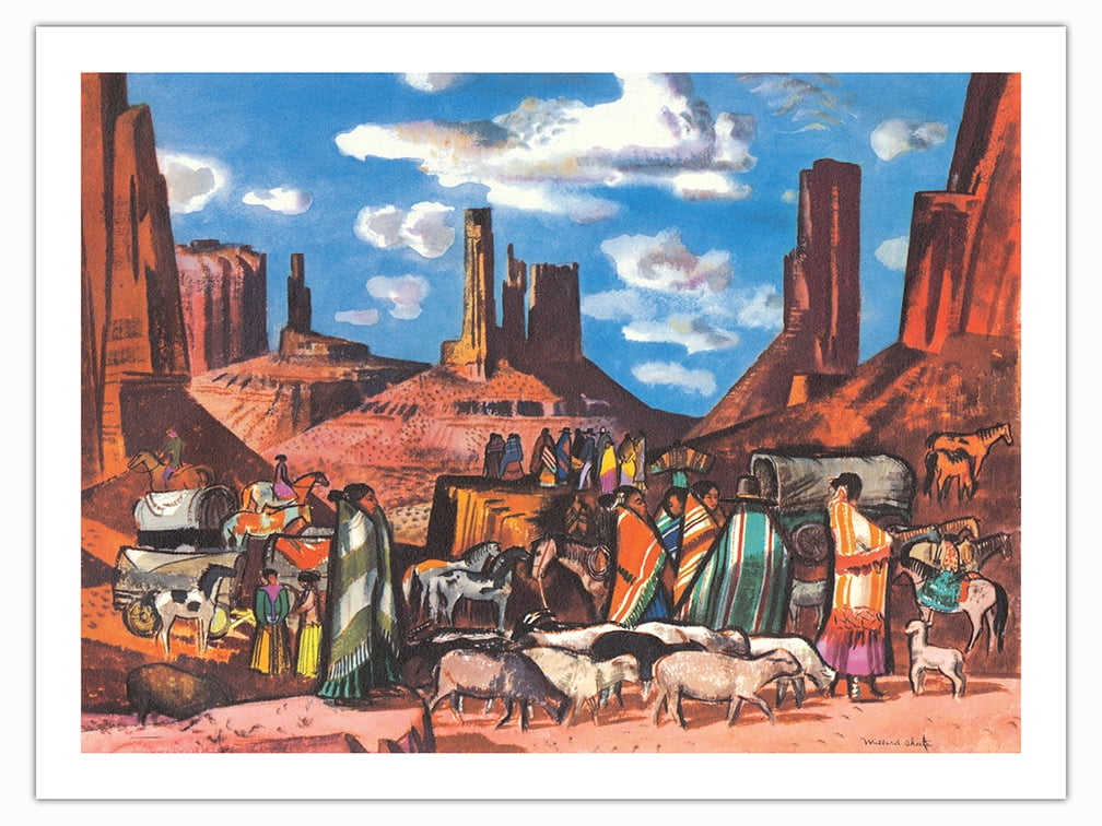 Navajo Encampment - Monument Valley Utah - United Air Lines - Vintage ...