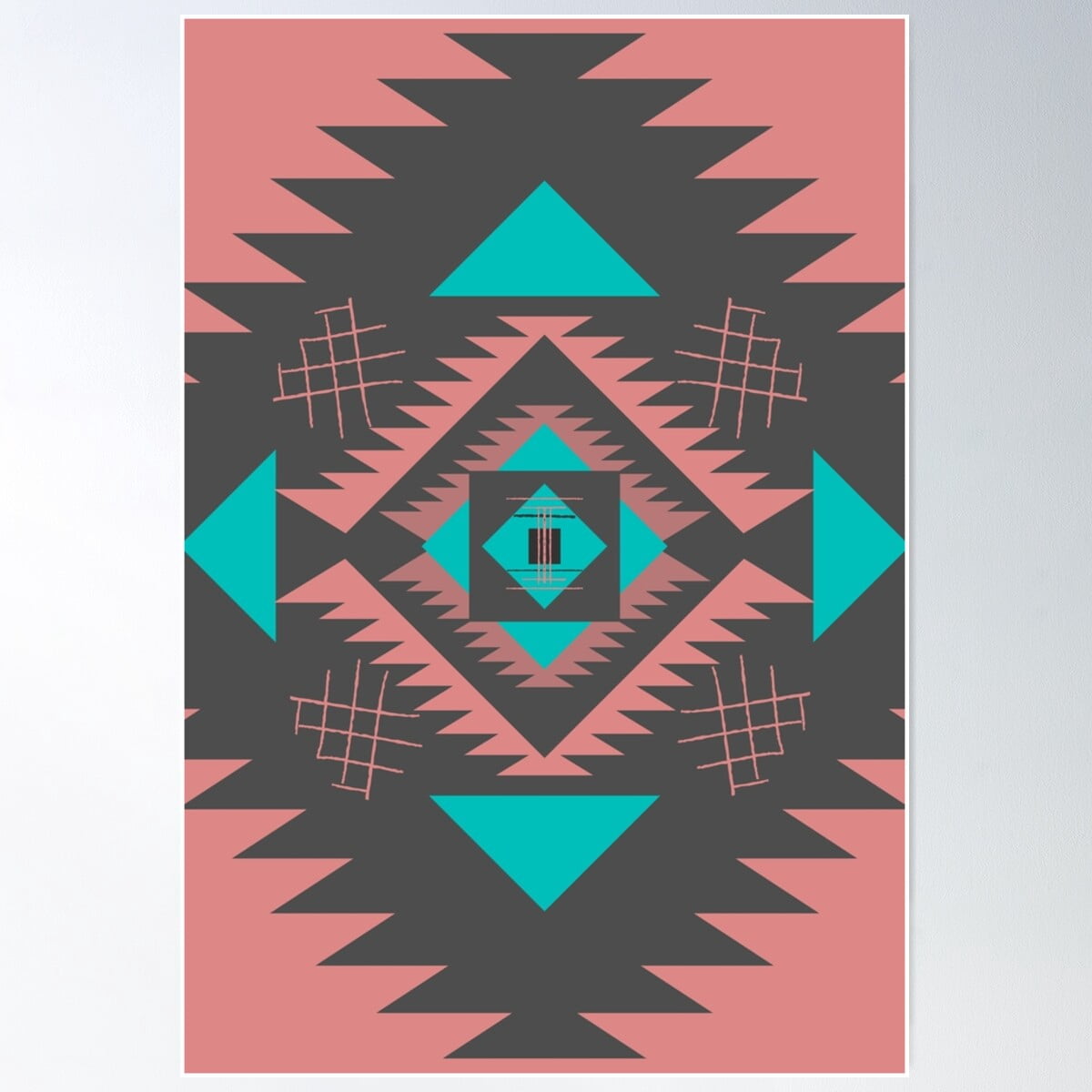 Navajo Southwestern Shapes Poster Wall Art, Modern Wall Decor For ...