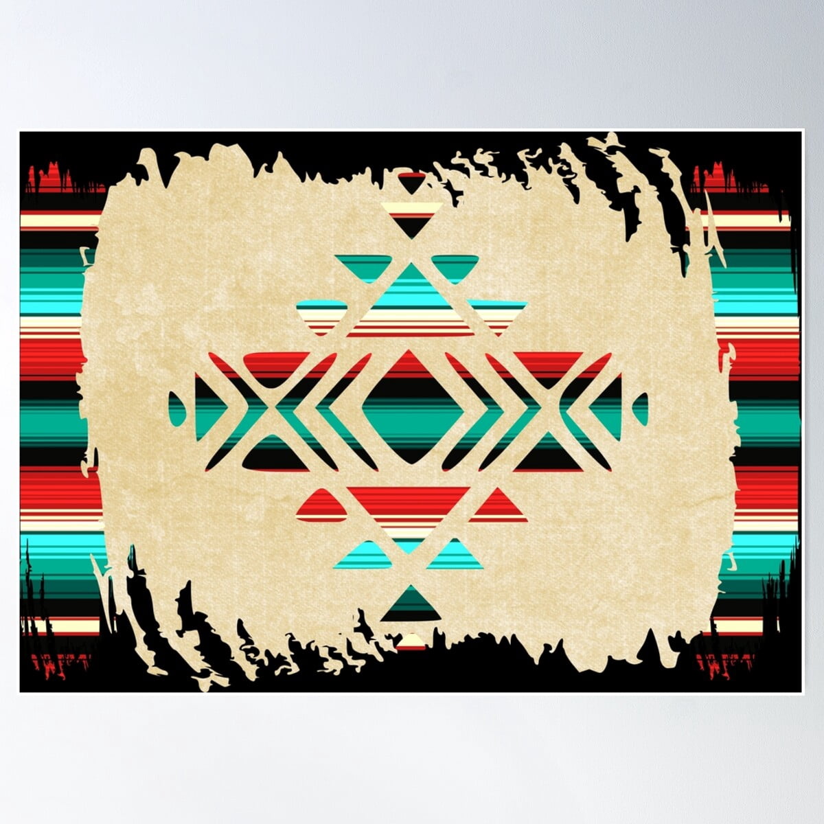 Navajo Tribal Symbol With Serape Brush Stroke Design Poster Wall Art ...