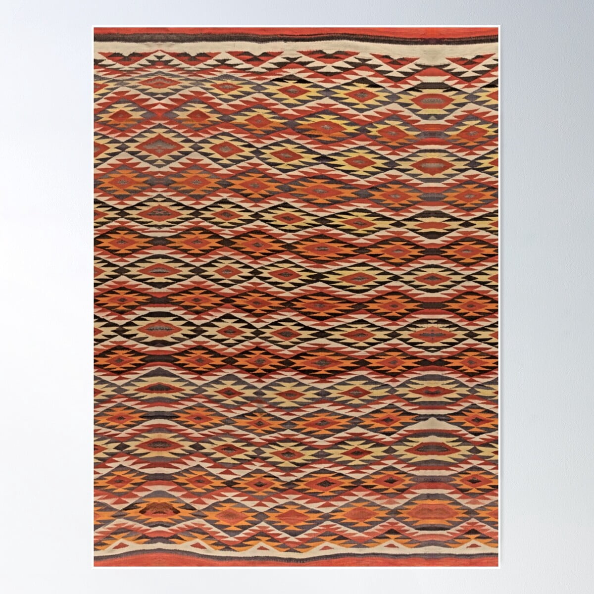 Navajo Weaving From 1890S Rustic Tan Rusted Orange Poster Wall Art ...