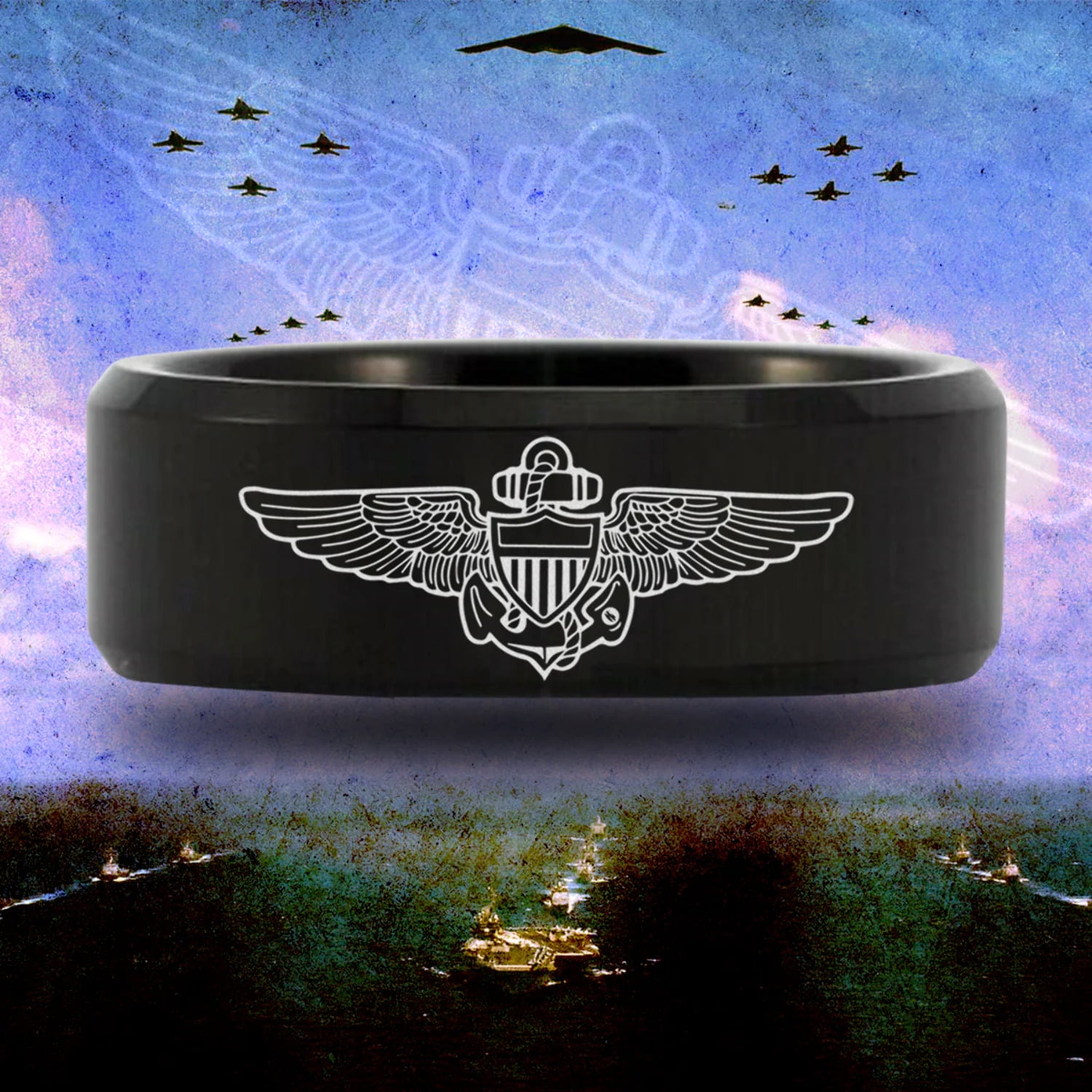 Naval Aviator Tungsten Carbide Ring - Walmart.com