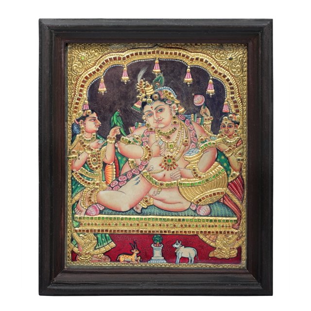 Navaneeta Krishna Tanjore Painting | Traditional Colors With 24K Gold ...