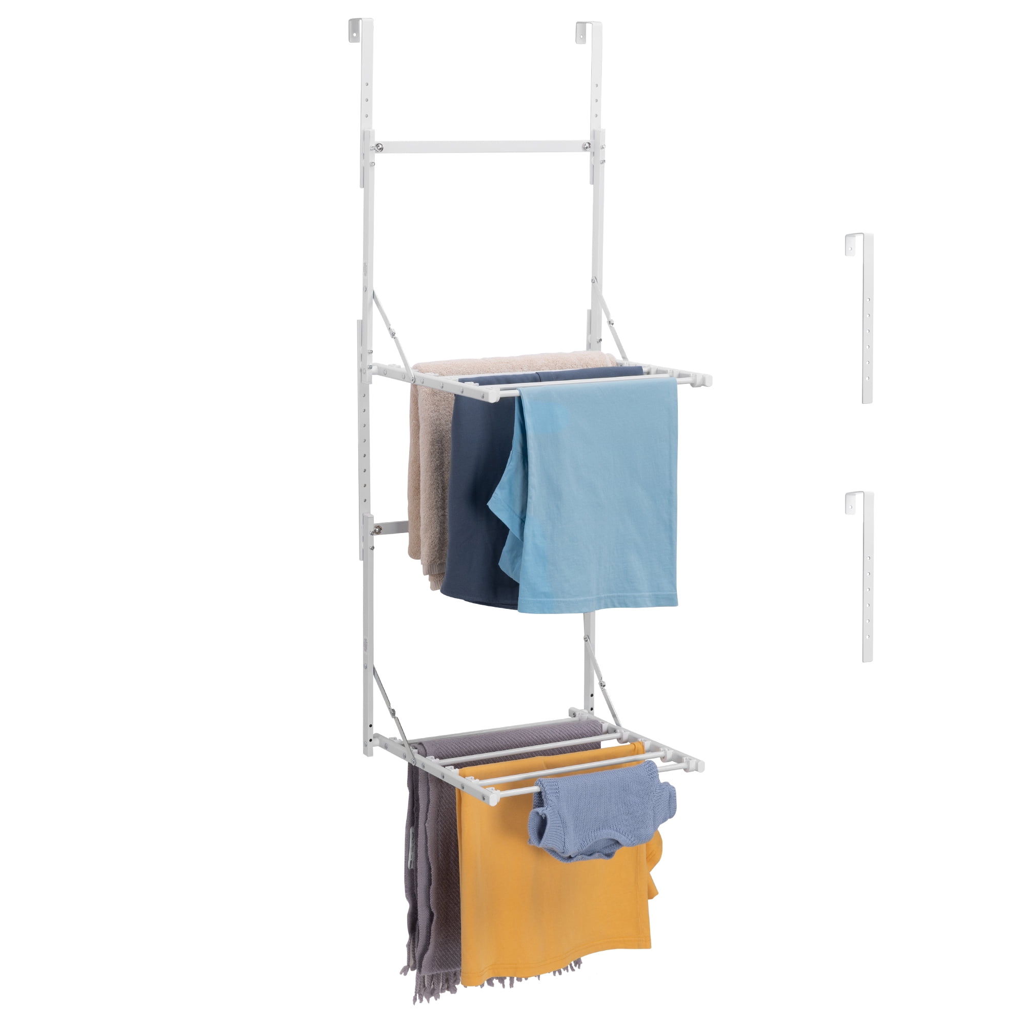 Navaris 2-Tier Over Door Towel Rack - Adjustable Radiator Airer for ...