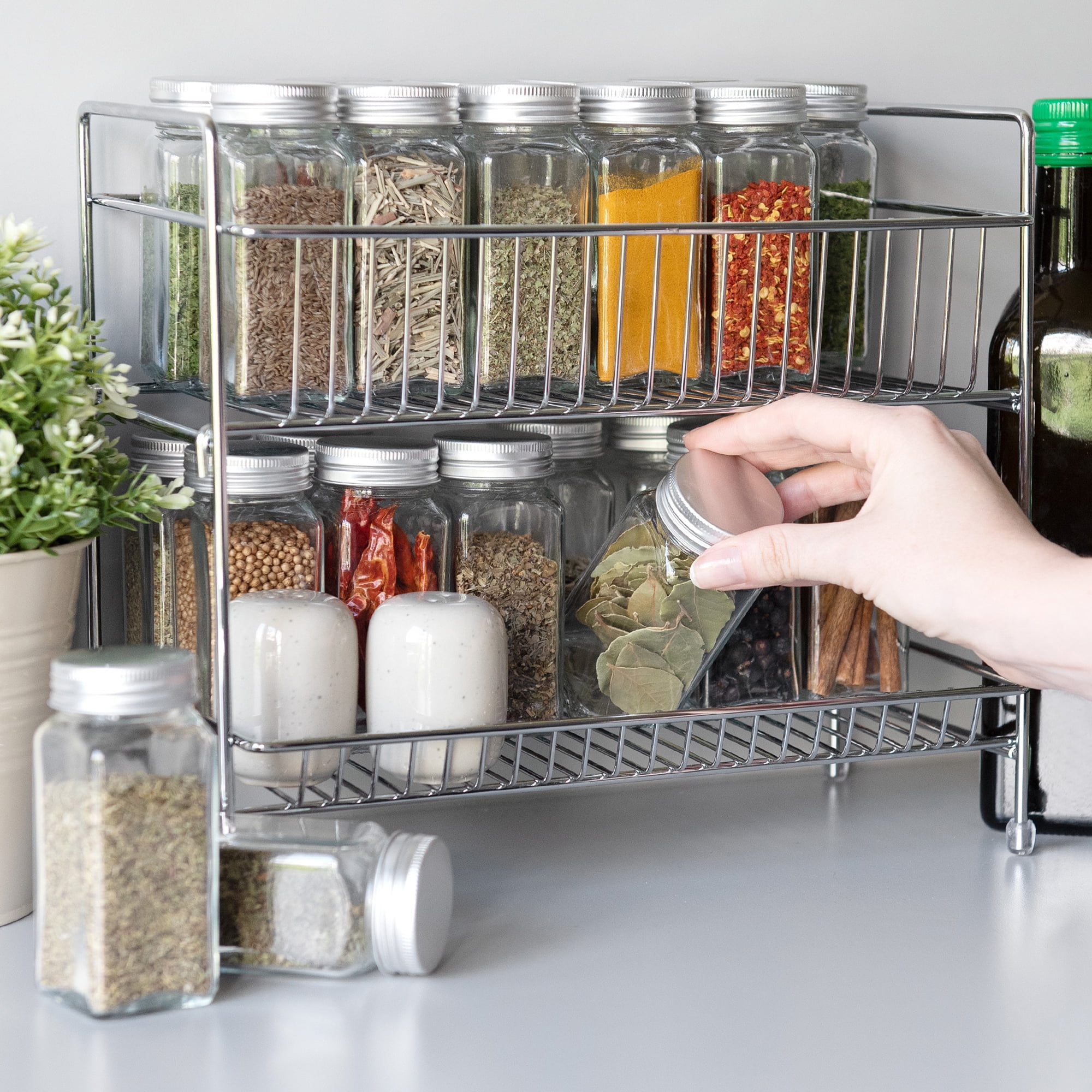 Navaris 2 Tier Spice Rack - Kitchen Countertop Free Standing Organiser ...