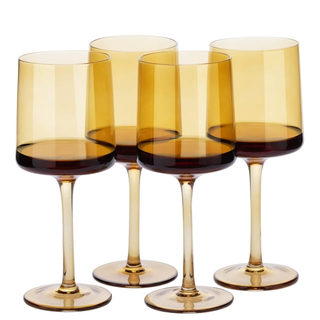 Navaris Amber Tinted Wine Glasses Set Of 4 Coloured Wine Glasses