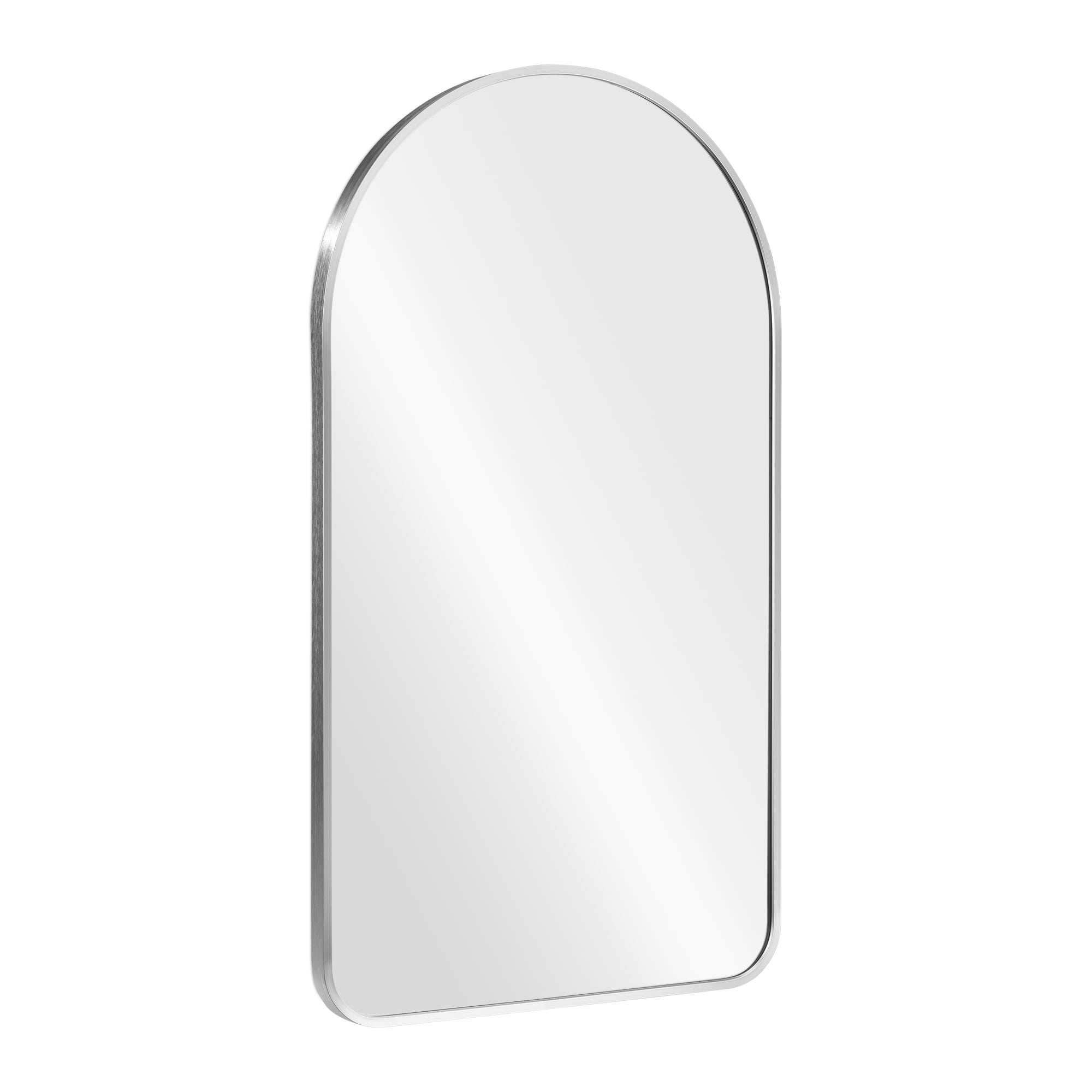 Navaris Arched Wall Mirror - Silver Arch Framed Mirror - 17.7x31.5 ...