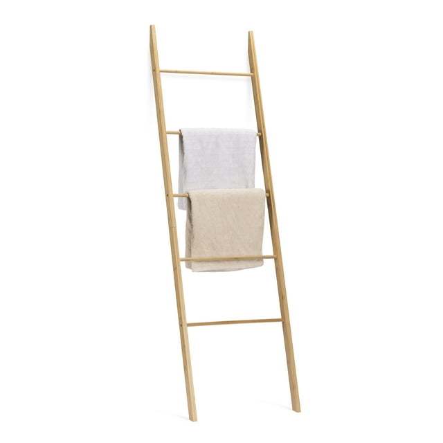 Navaris Freestanding Bamboo Towel Ladder - 5-Tier Rack for Towels ...