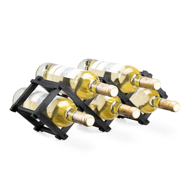 Navaris Bamboo Wine Rack - Foldable Free Standing Wine Rack - Small ...