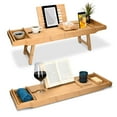 Navaris Bed and Bath Tray - Wooden Rack with Folding Legs - Bamboo ...