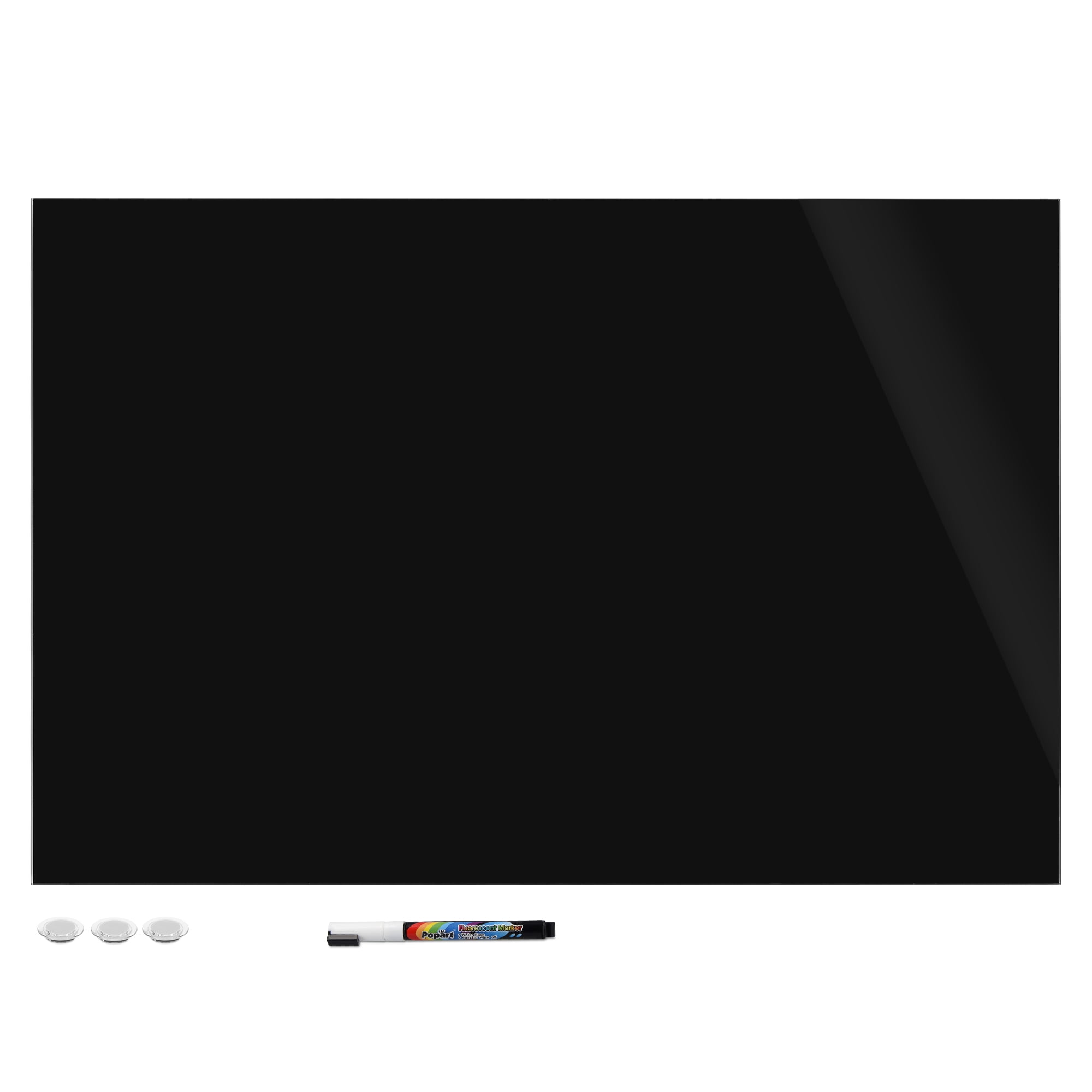 Navaris Black Glass Board for Wall - 16" x 24" Frameless Magnetic White ...