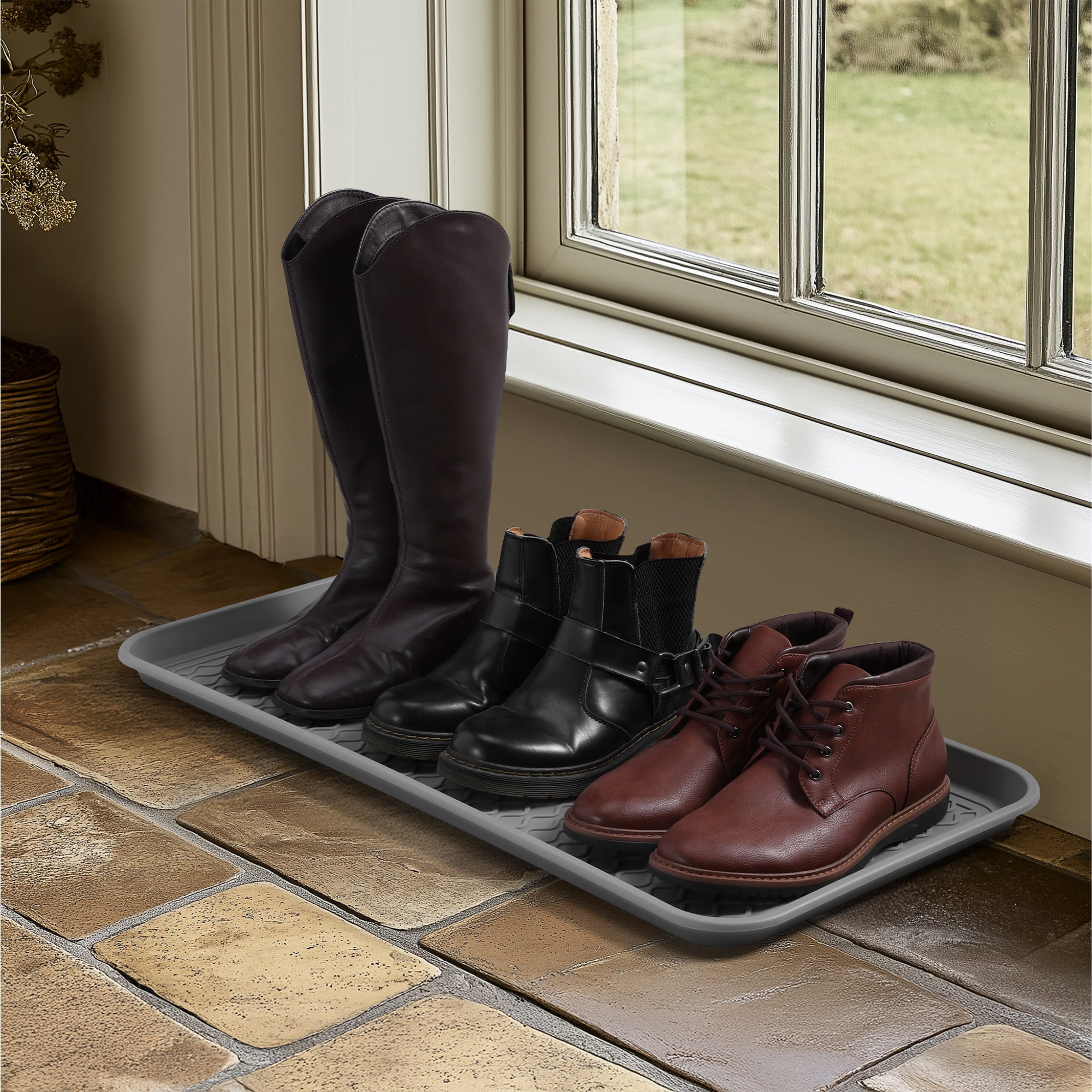 Navaris Boot Trays for Entryway - Set of 3, 30 x 15 Large Waterproof ...