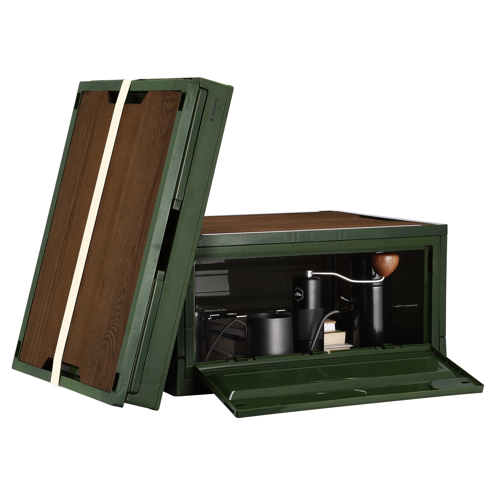 Navaris Camping Storage Box, Green, Set of 2 - 35L Foldable Bin with ...