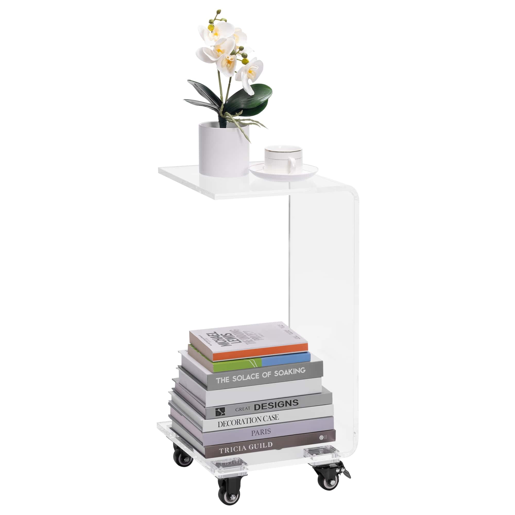 Navaris Clear Acrylic Side Table - Glass C Shaped Table 66 x 30 x 30 cm ...