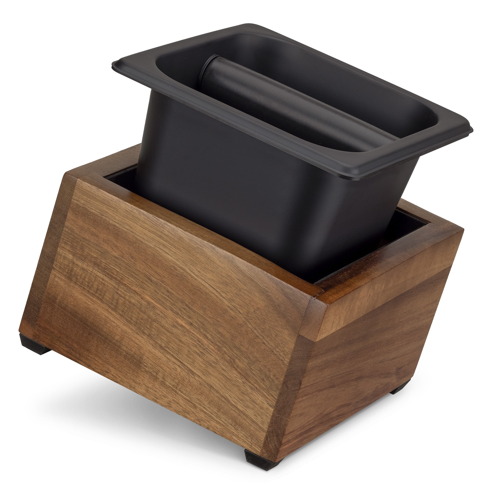 Navaris Coffee Knock Box - Stainless Steel and Wood Bin for Espresso ...