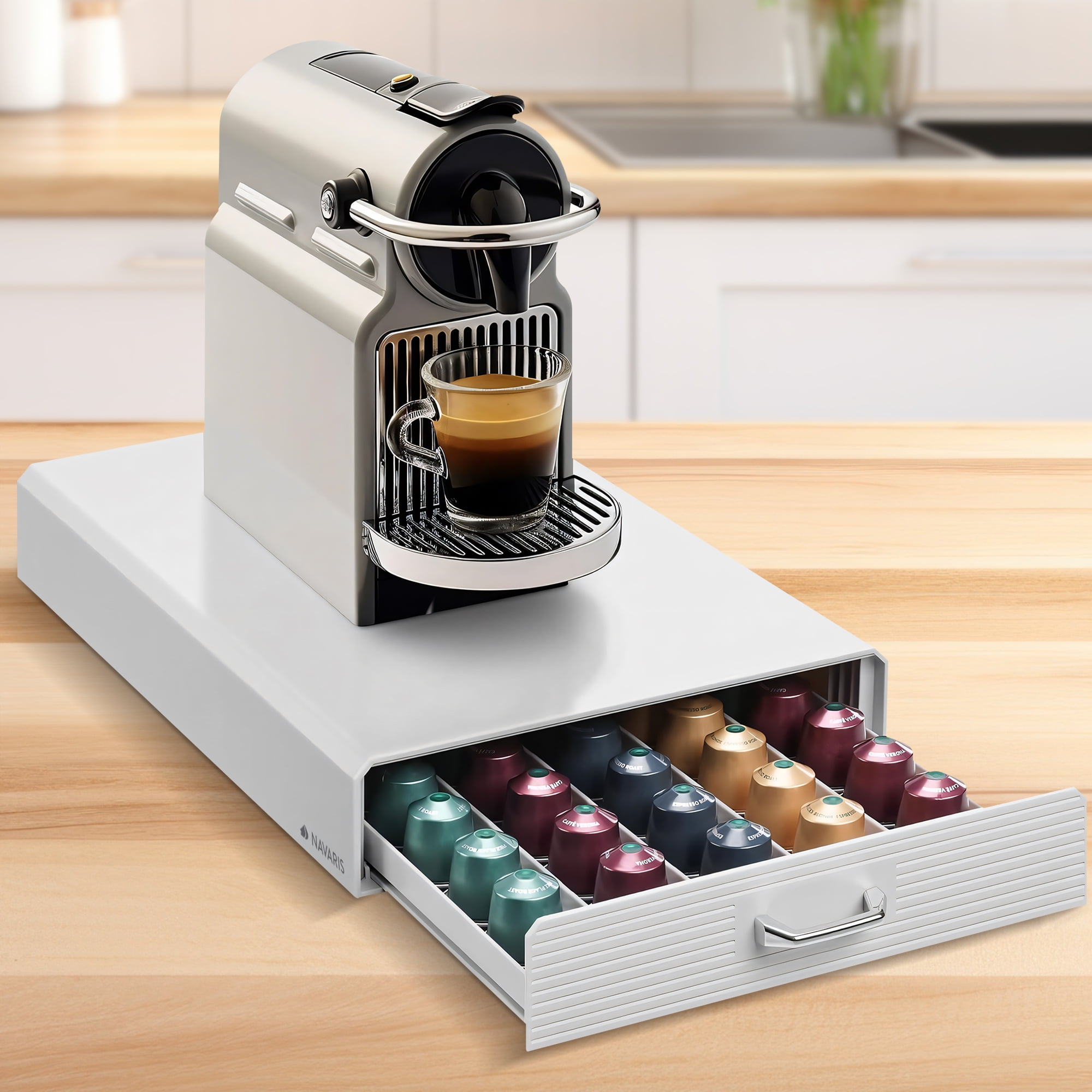 Navaris Coffee Pod Holder Drawer - 50 Capsule Storage Organizer Tray ...