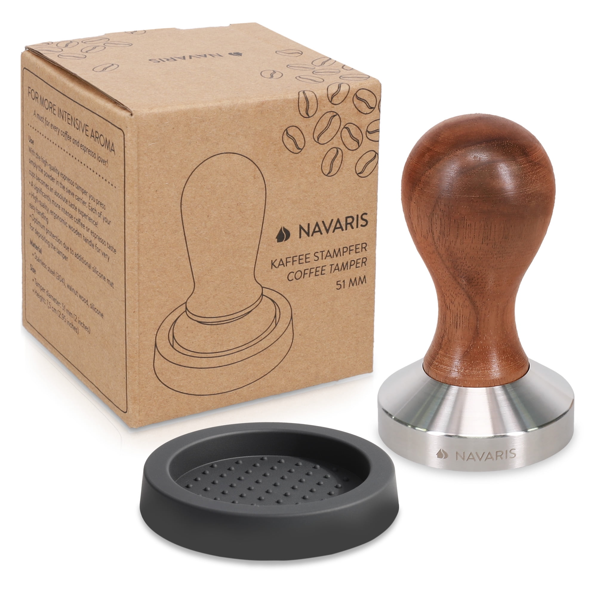 Navaris Coffee Tamper - Handheld Stainless Steel Espresso Press with ...