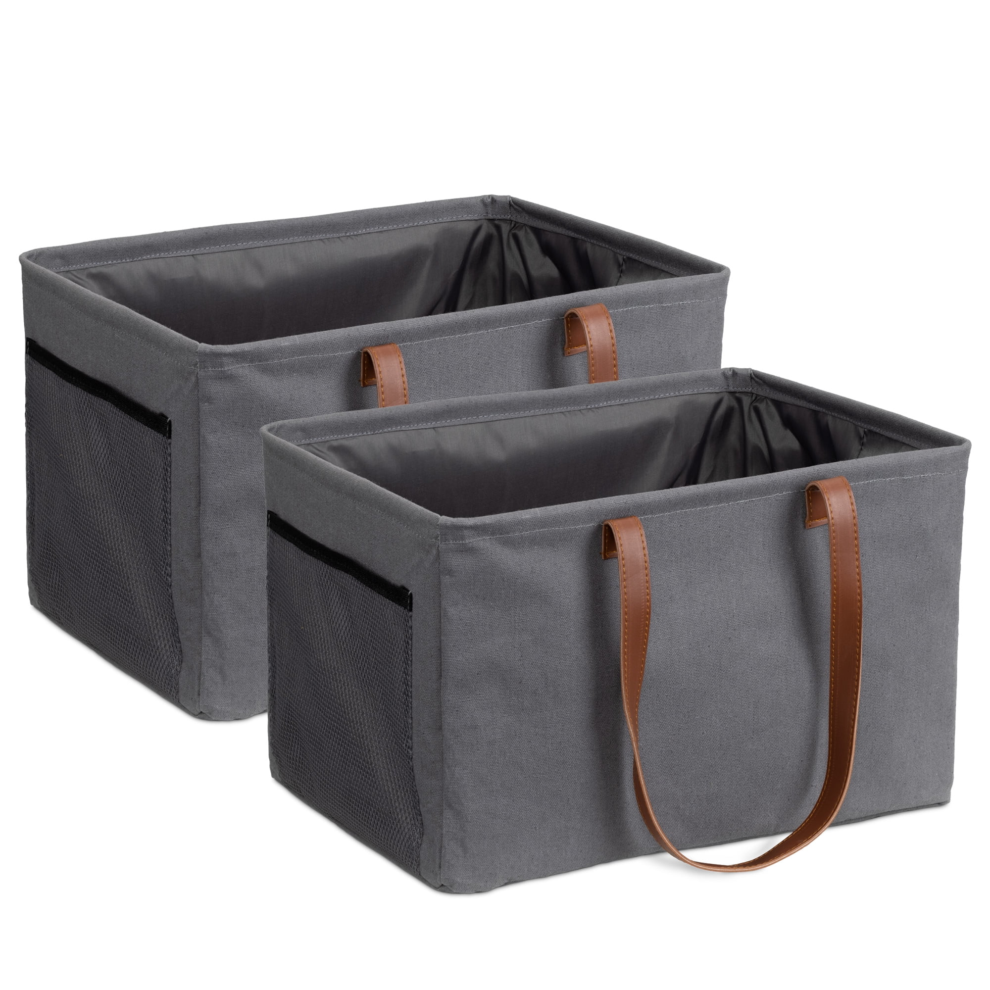 Navaris Collapsible Laundry Baskets - Set of 2 - Foldable Washing ...